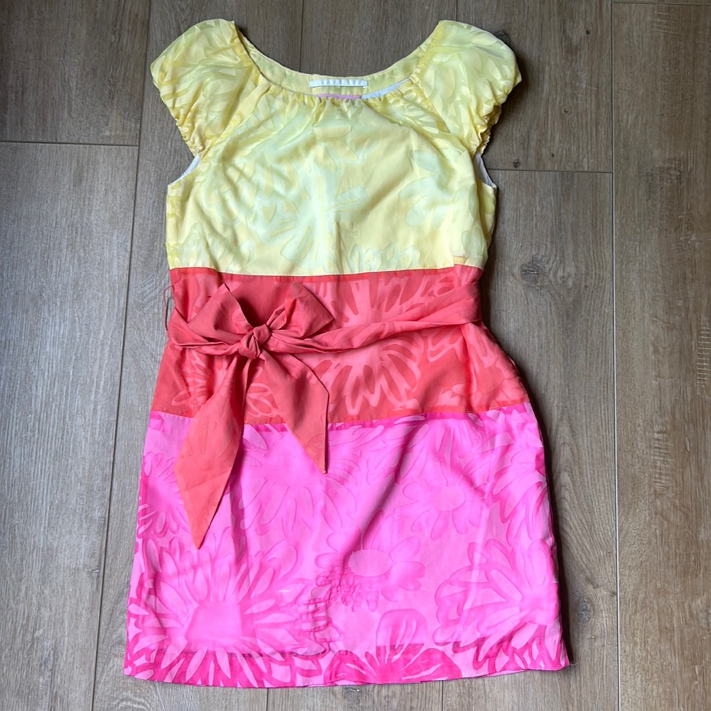 2000s Era Lilly Pulitzer Color Block Cap Sleeve Dress… - Gem